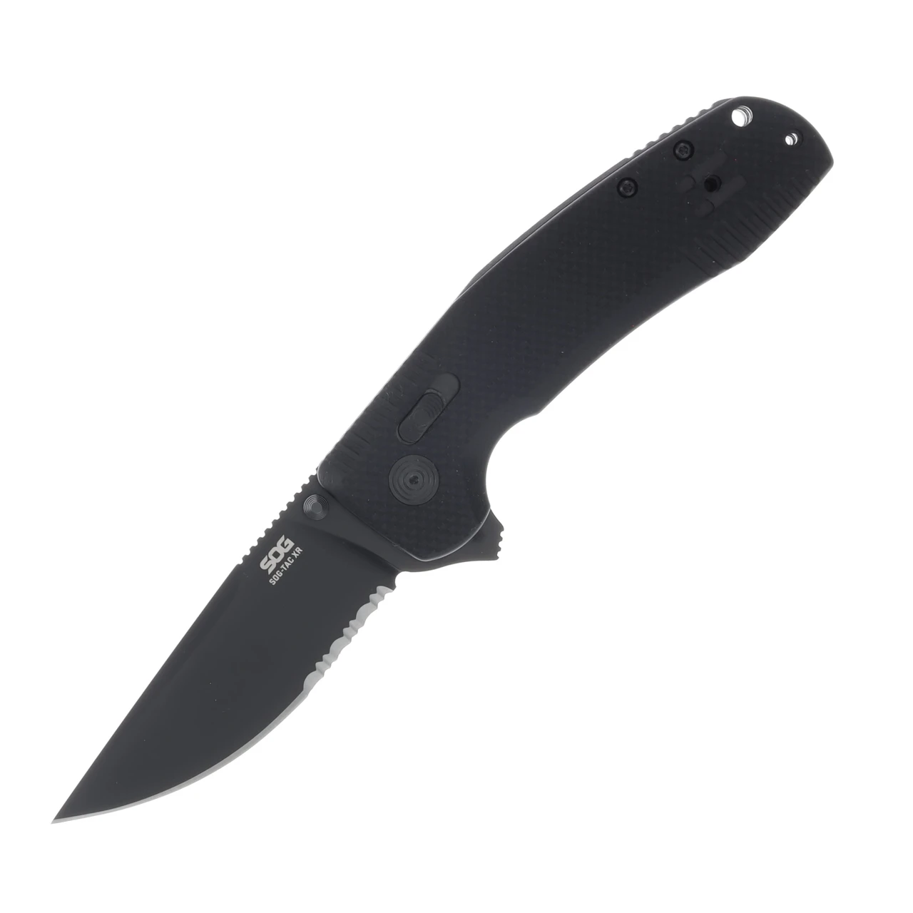 SOG Knives Tac XR Folding Knife Blackout 3.39in Part Serr Clip Point ...