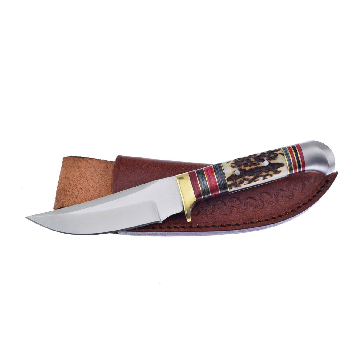 Hen & Rooster Fixed Blade Hunting Knife Stag 4 Inch Satin Drop Point