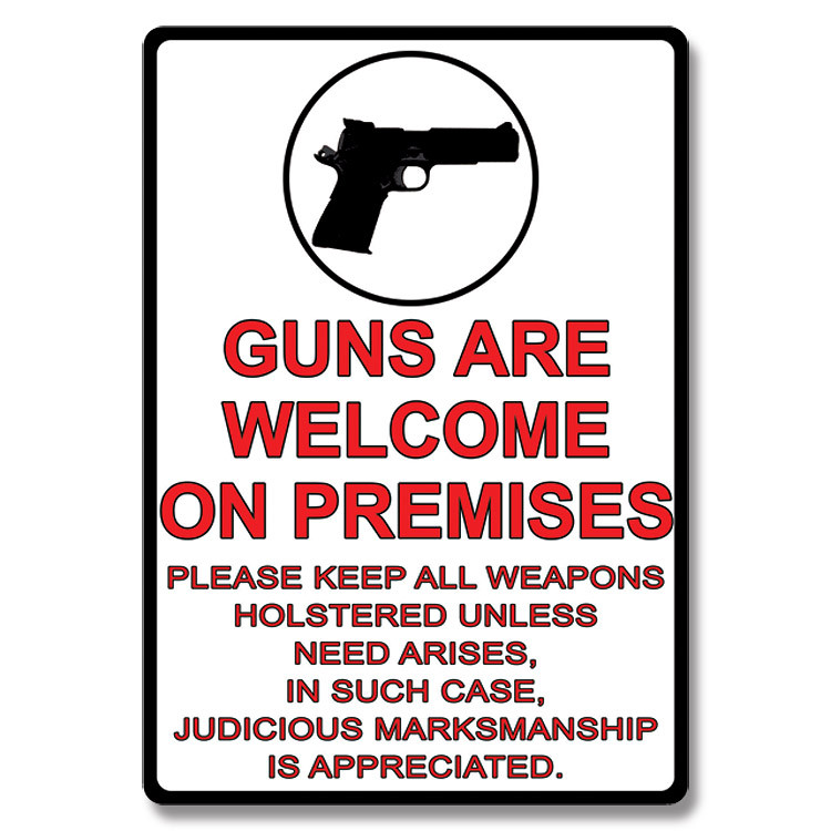 Guns Welcome Tin Sign - Smoky Mountain Knife Works
