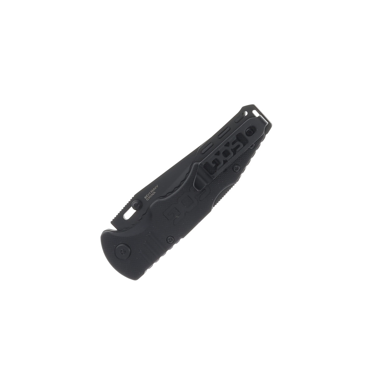 SOG Salute Mini Folding Knife Black 3.1in Plain Clip Point Blade ...