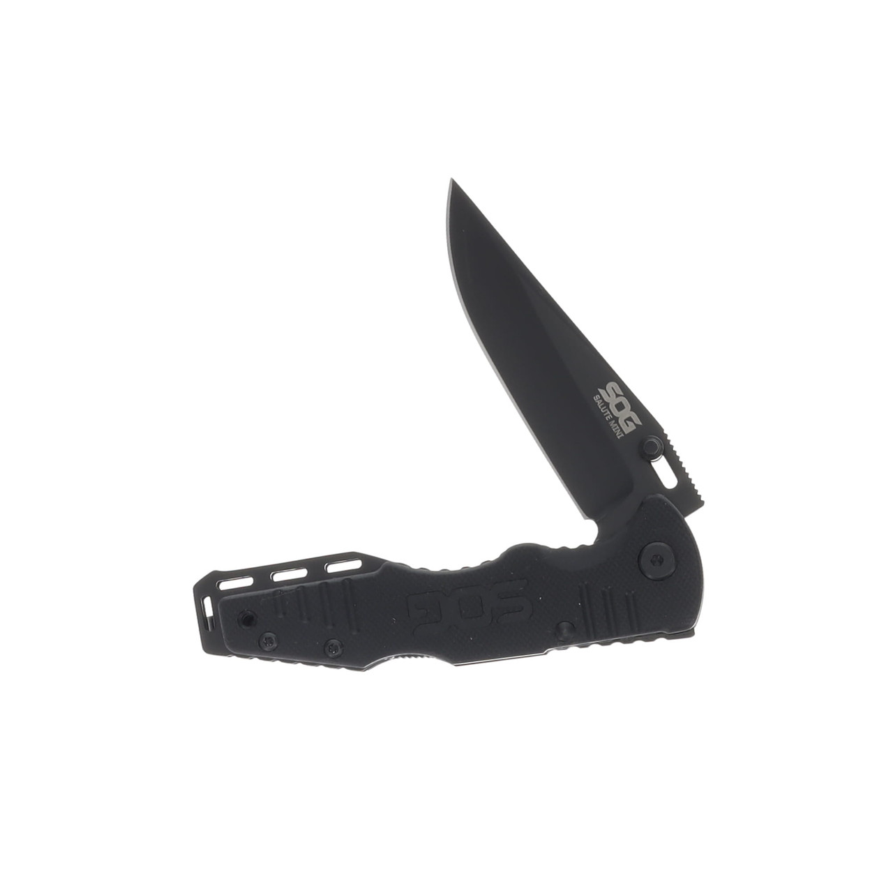 SOG Salute Mini Folding Knife Black 3.1in Plain Clip Point Blade ...