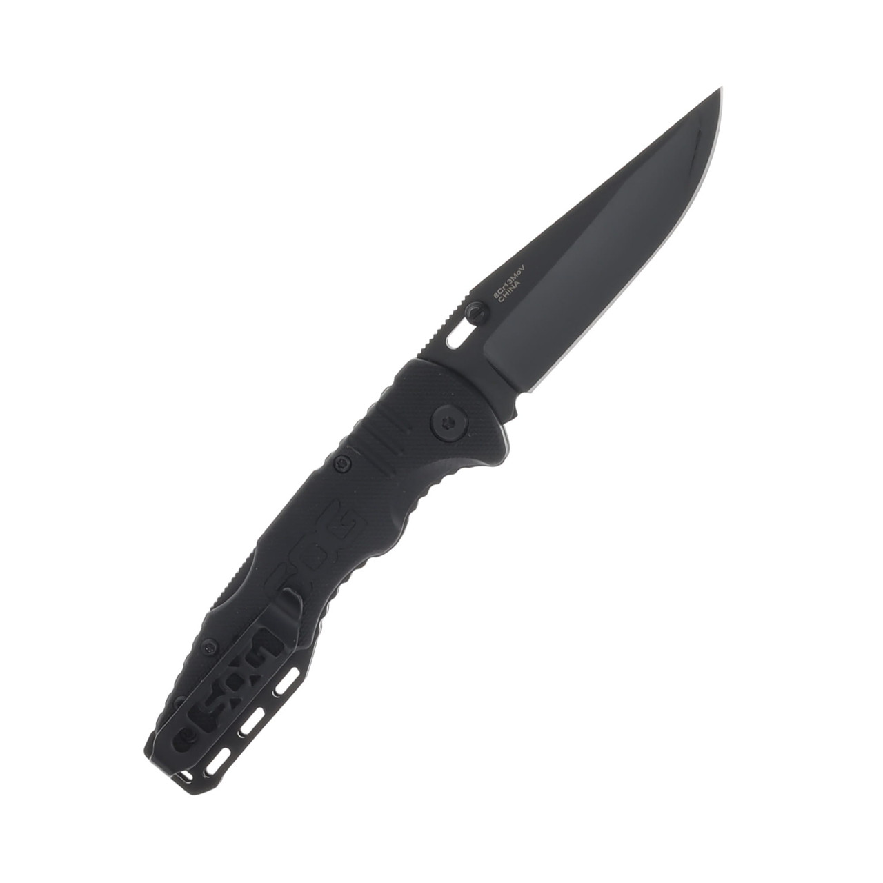 SOG Salute Mini Folding Knife Black 3.1in Plain Clip Point Blade ...