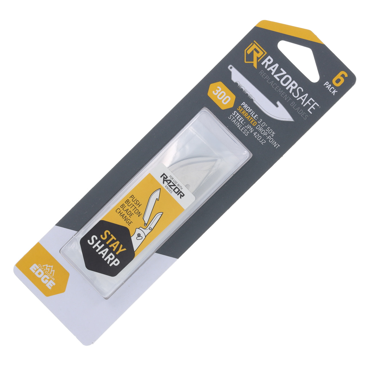 Outdoor Edge 3" Serrated Blade Pack (Black-6 Blades) OERRS30-6C - Smoky ...