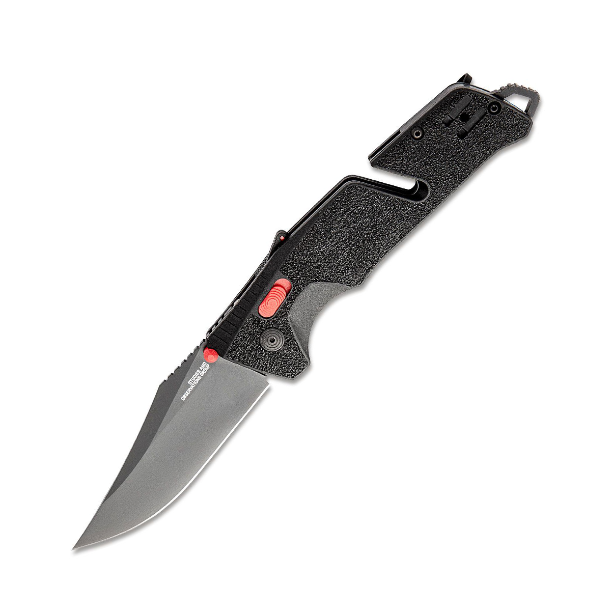 SOG Trident AT Black and Red Assisted Folding Knife 3.7in Clip Point ...