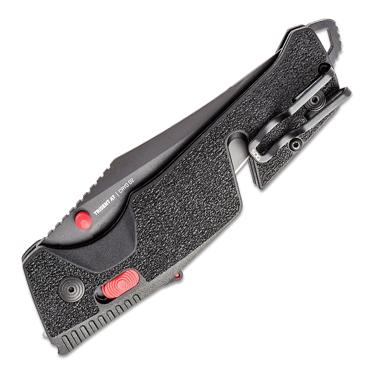 SOG Trident AT Black and Red Assisted Folding Knife 3.7in Clip Point ...