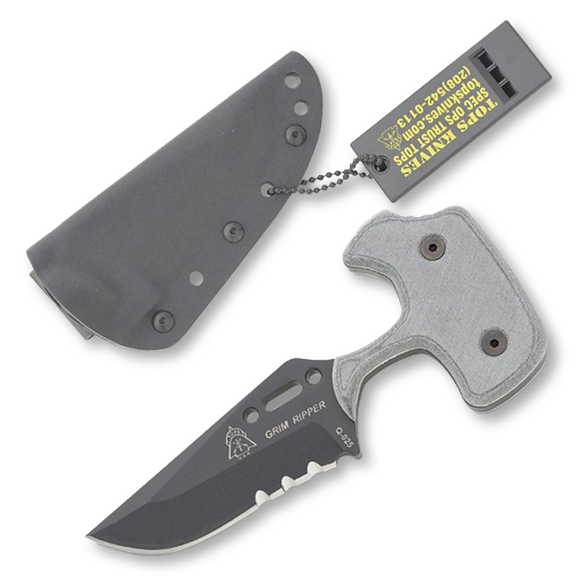 TOPS Knives Grim Ripper 3.75in Clip Point Fixed Blade Push Dagger ...