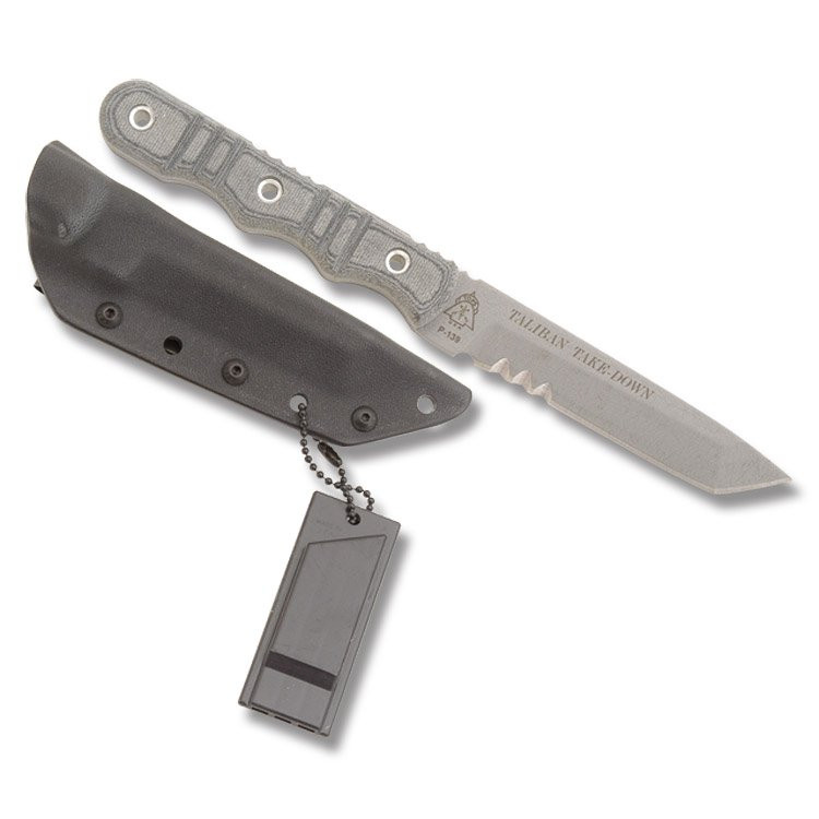 TOPS Taliban Take Down Fixed Blade 4.5in Gray Part Serrated Tanto ...