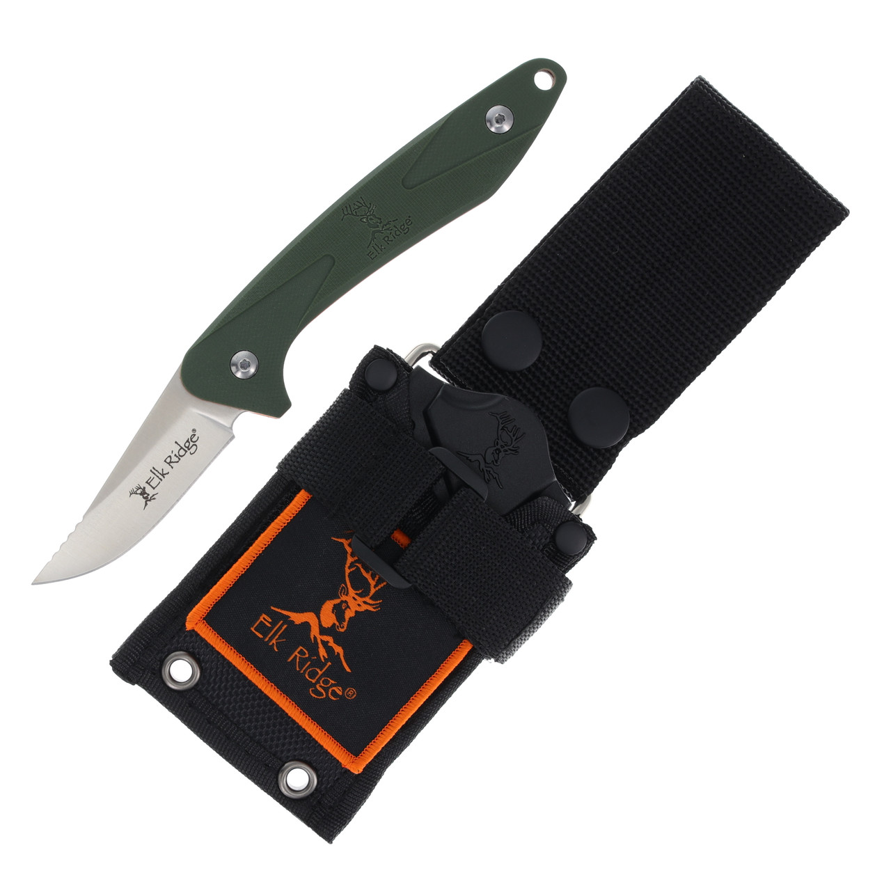 Elk Ridge Hinterland Fixed Blade Knife (Green G-10 Modular Sheath)