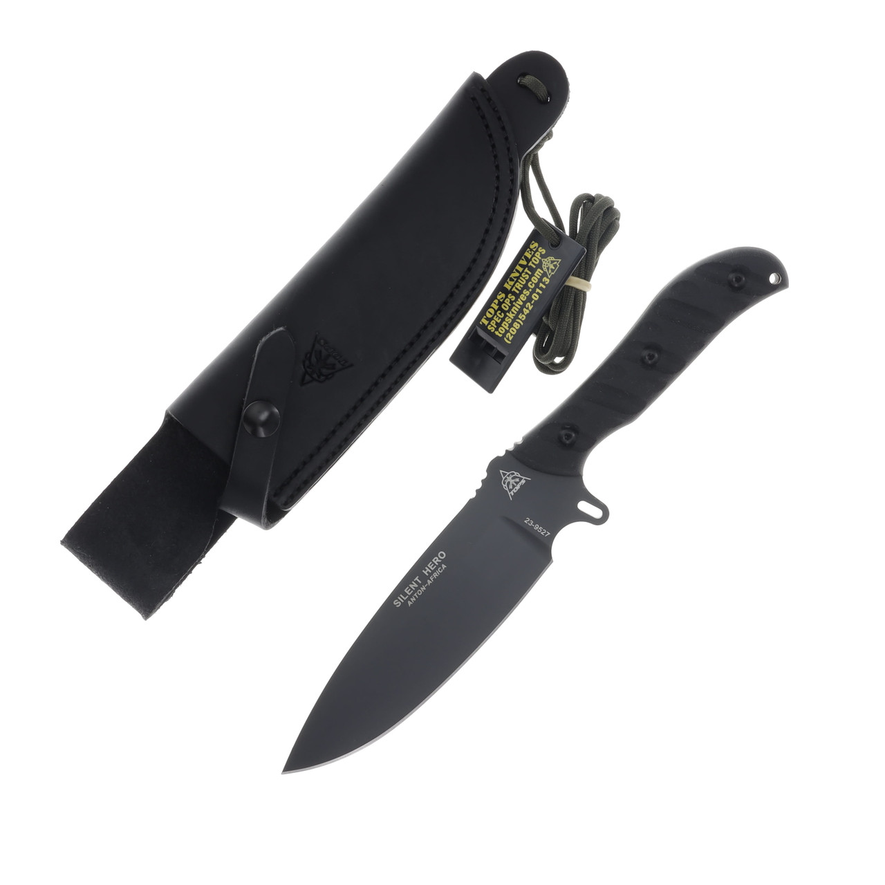 TOPS Knives Silent Hero Fixed Blade Smooth Black Micarta 6.38in Gray ...