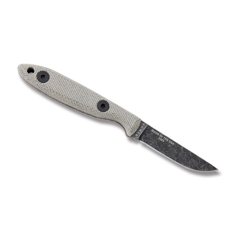 ESEE Camp Lore Rowen Fixed Blade Knife 2.5in Plain Gray Micarta