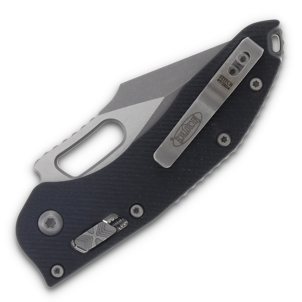 Microtech Stitch RAM-LOK Folding Knife (Apocalyptic, Fluted Black G-10 ...