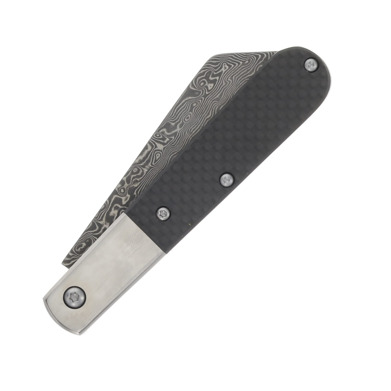 Bear & Son 4in Carbon Fiber Damascus Sheepsfoot Barlow BRMCF180D ...