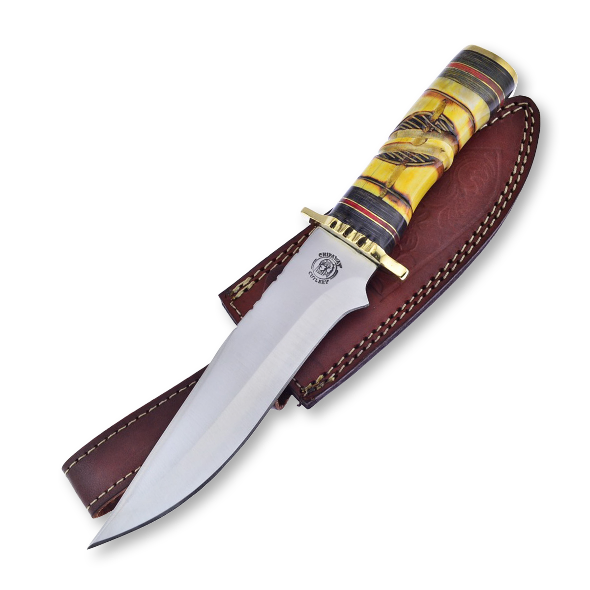 Frost Chipaway Cutlery Sitting Bear Yellow Bone Fixed Blade Hunting ...