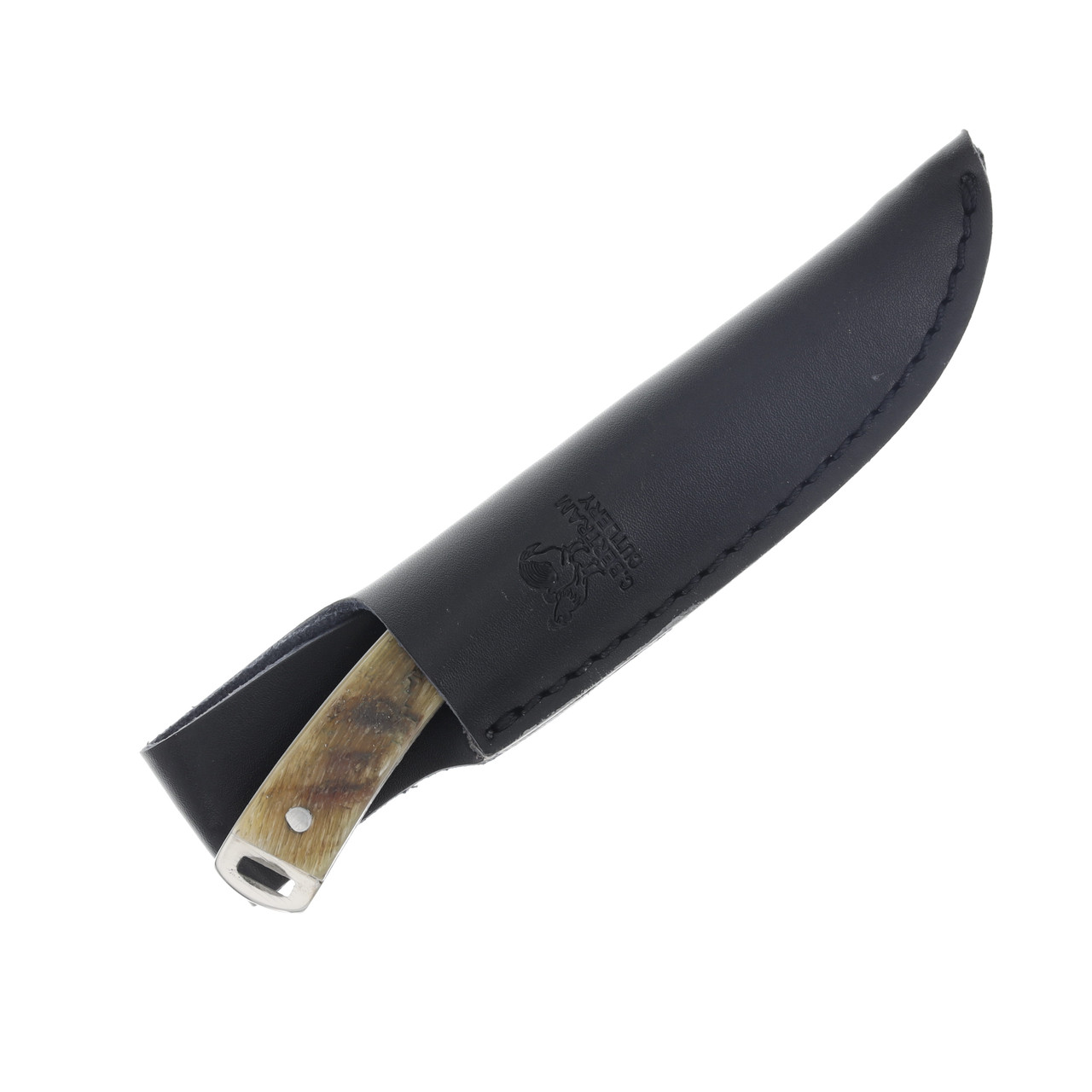 Hen & Rooster Small Hunter Ram Horn 3.25in Plain Mirror Polished Drop Point