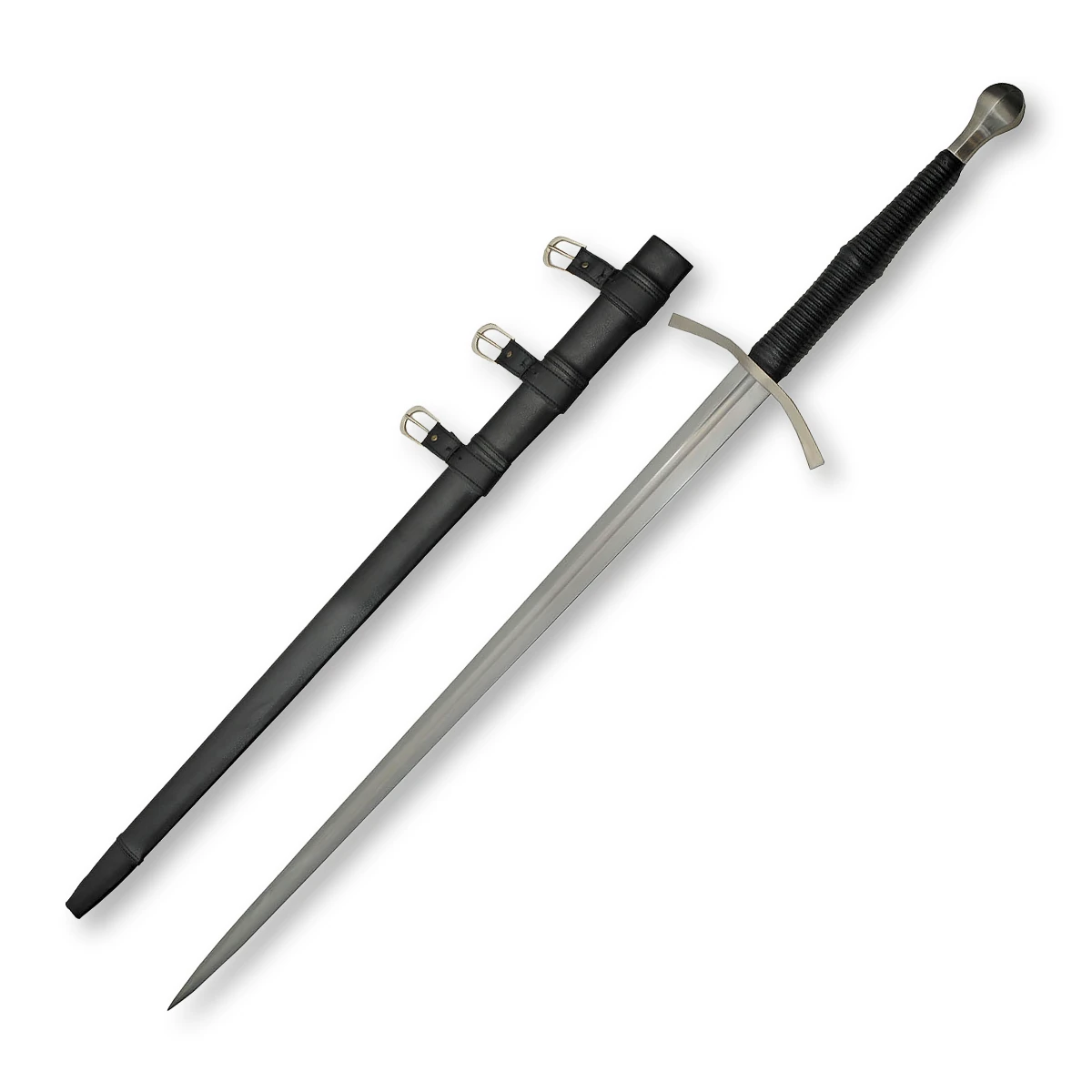 Battle Tested 50.75in Swiss Longsword Black Handle Plain Blade - Smoky ...