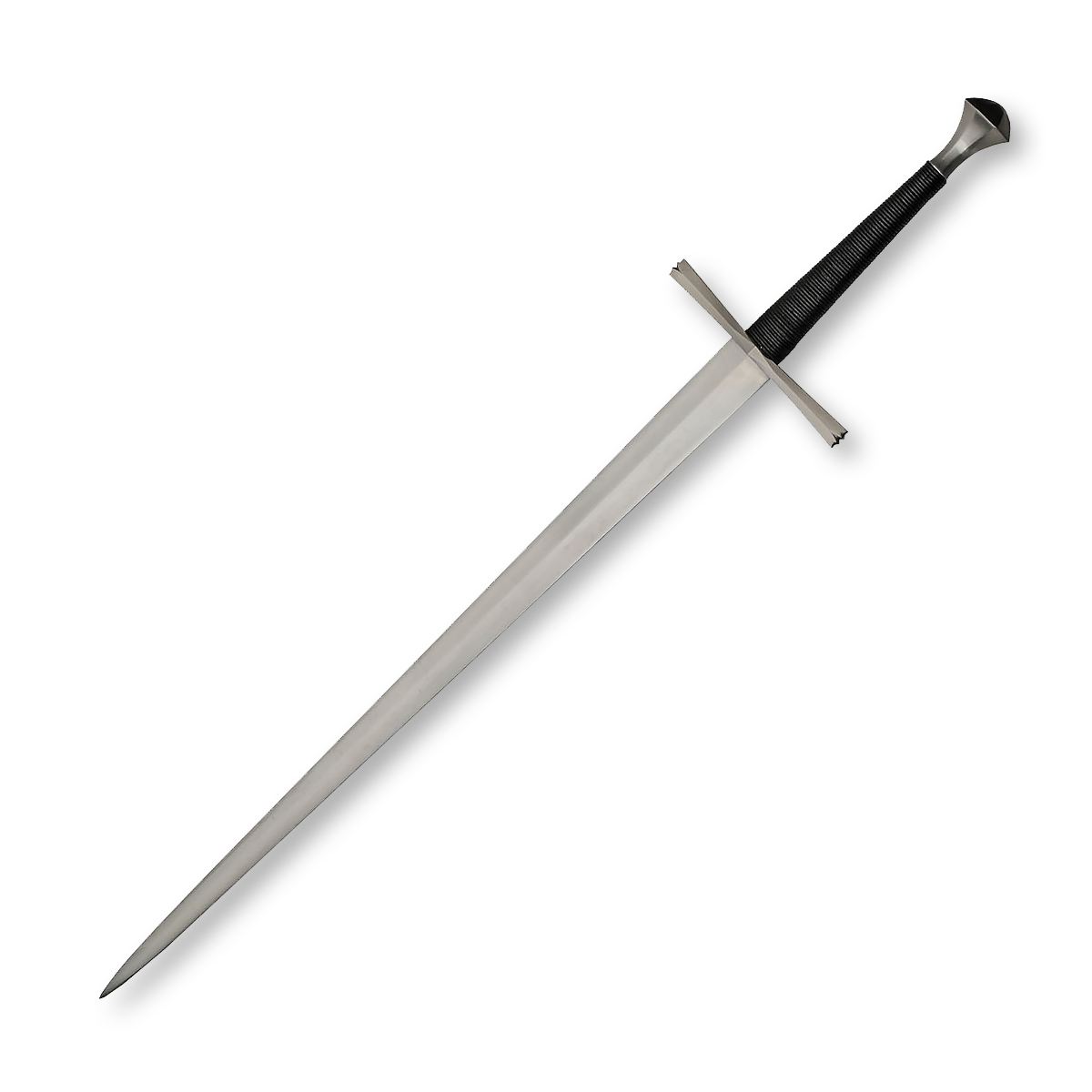 Battle Tested 44in Western Medieval Sword Black Handle Plain Blade ...