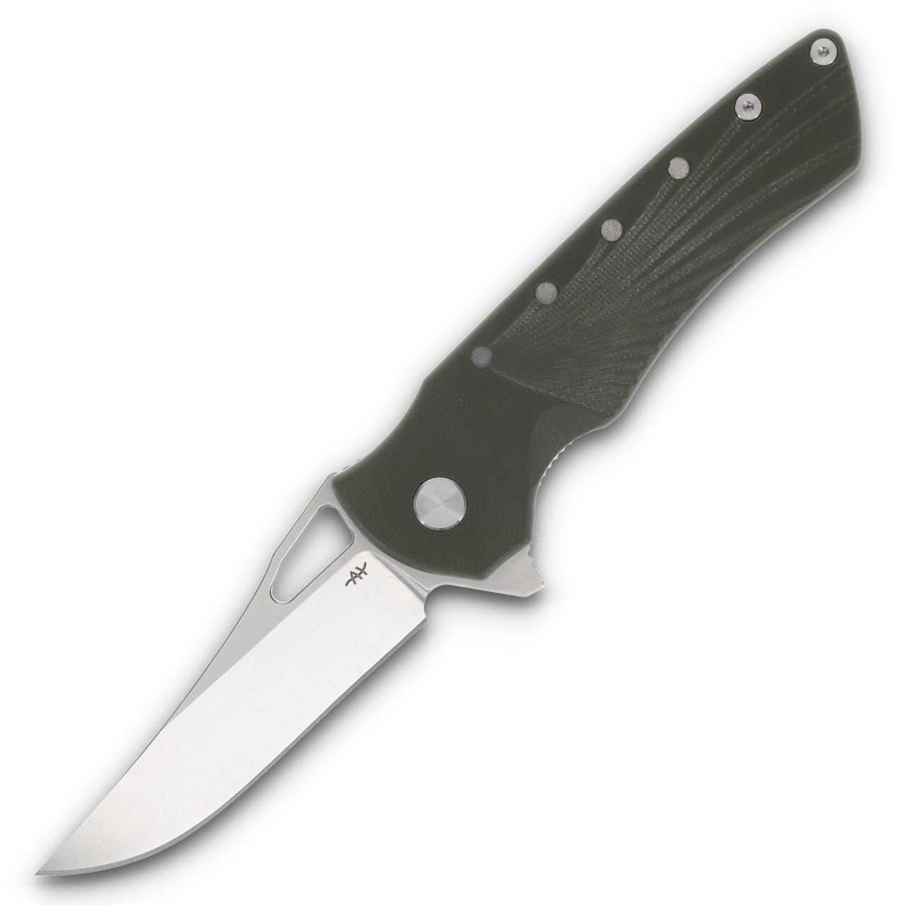 Heibel Knives The Blackhawk OD Green 3.36in Plain Stonewash Clip Point
