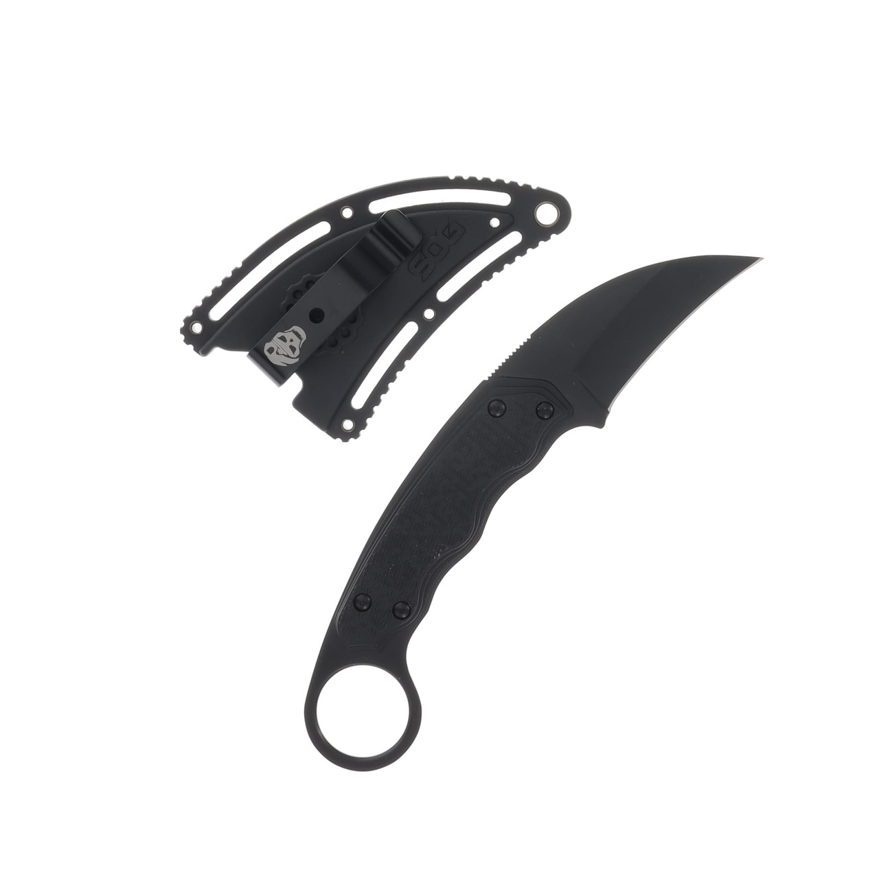SOG Gambit Blackout Fixed Blade Knife 2.58in Plain Black Sheepsfoot