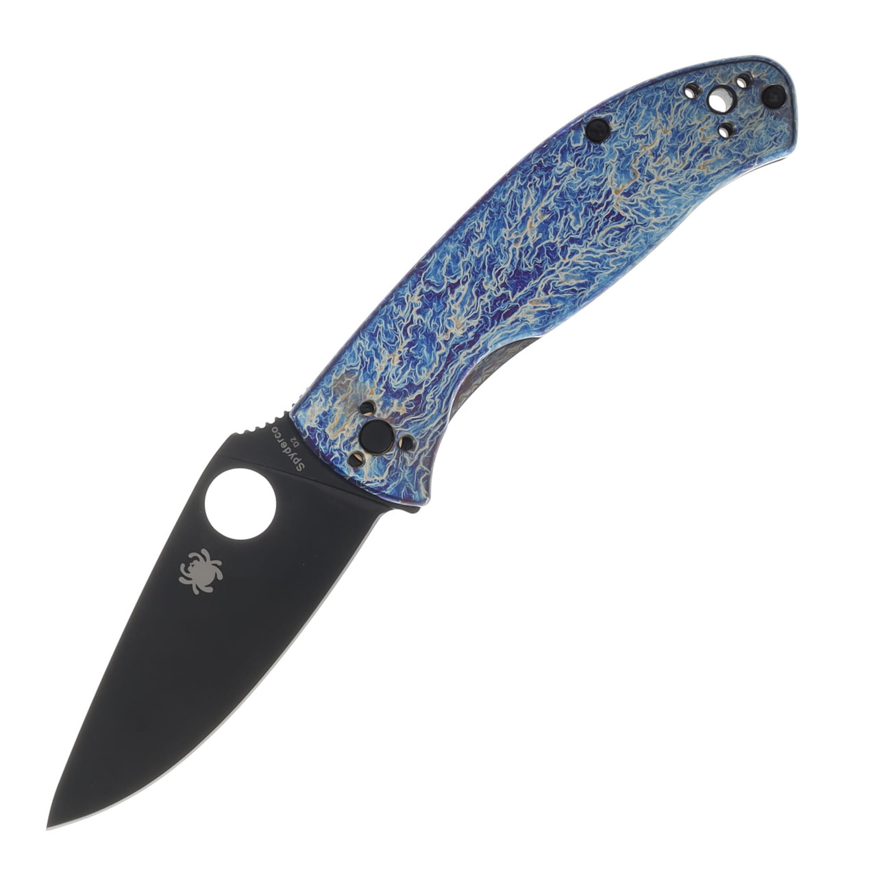 Spyderco Tenacious Blue Titanium Disarray 3.35in Black D2 Blade ...