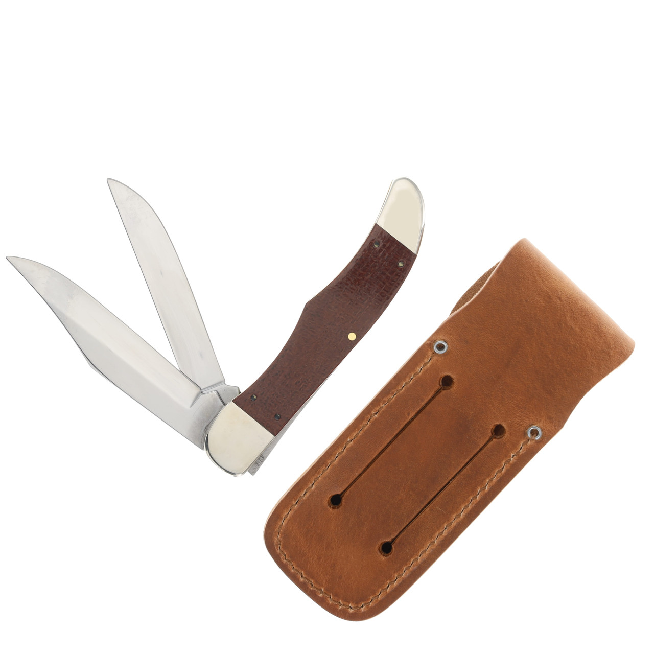 Case XX Dark Red Burlap Micarta Two-Blade Folding Hunter with Sheath ...