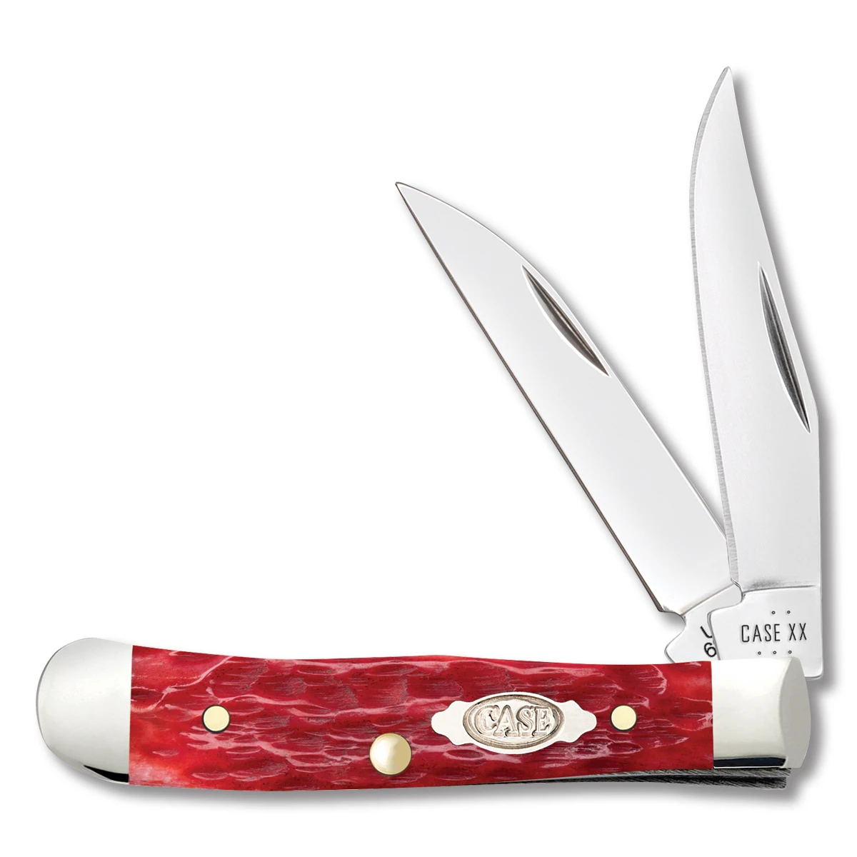 Case XX Tiny Trapper Folding Knife Peach Seed Jig Dark Red Bone CA31944 ...