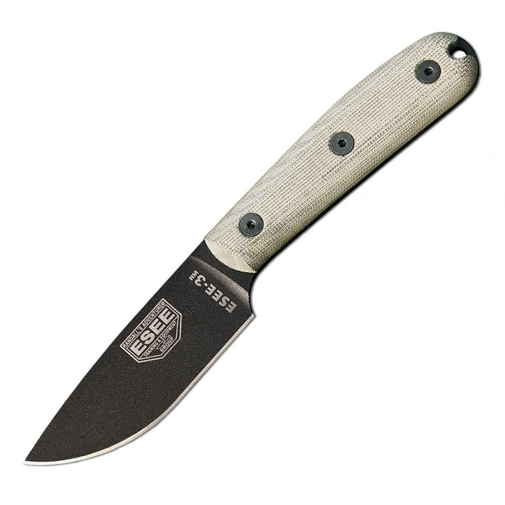 ESEE 3HM Fixed Blade Knife 3.63in Plain Edge Natural Micarta