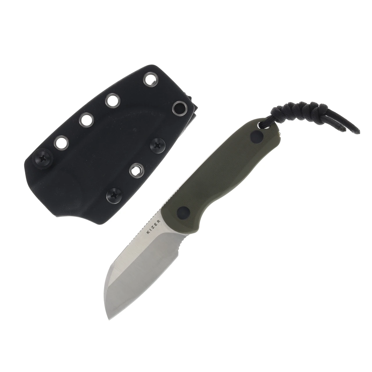 Kizer Drop Bear Fixed Blade Knife Olive 2.55in Plain Satin Sheepsfoot