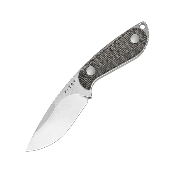 Kizer Buddy Fixed Blade Knife 3 Inch Plain Satin Drop Point
