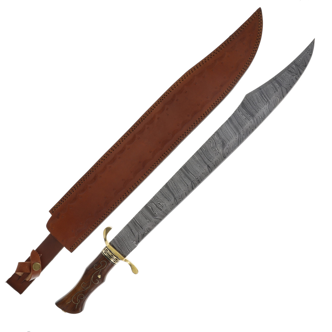 27 Inch Scimitar Sword Brass Inlay DM5045 - Smoky Mountain Knife Works