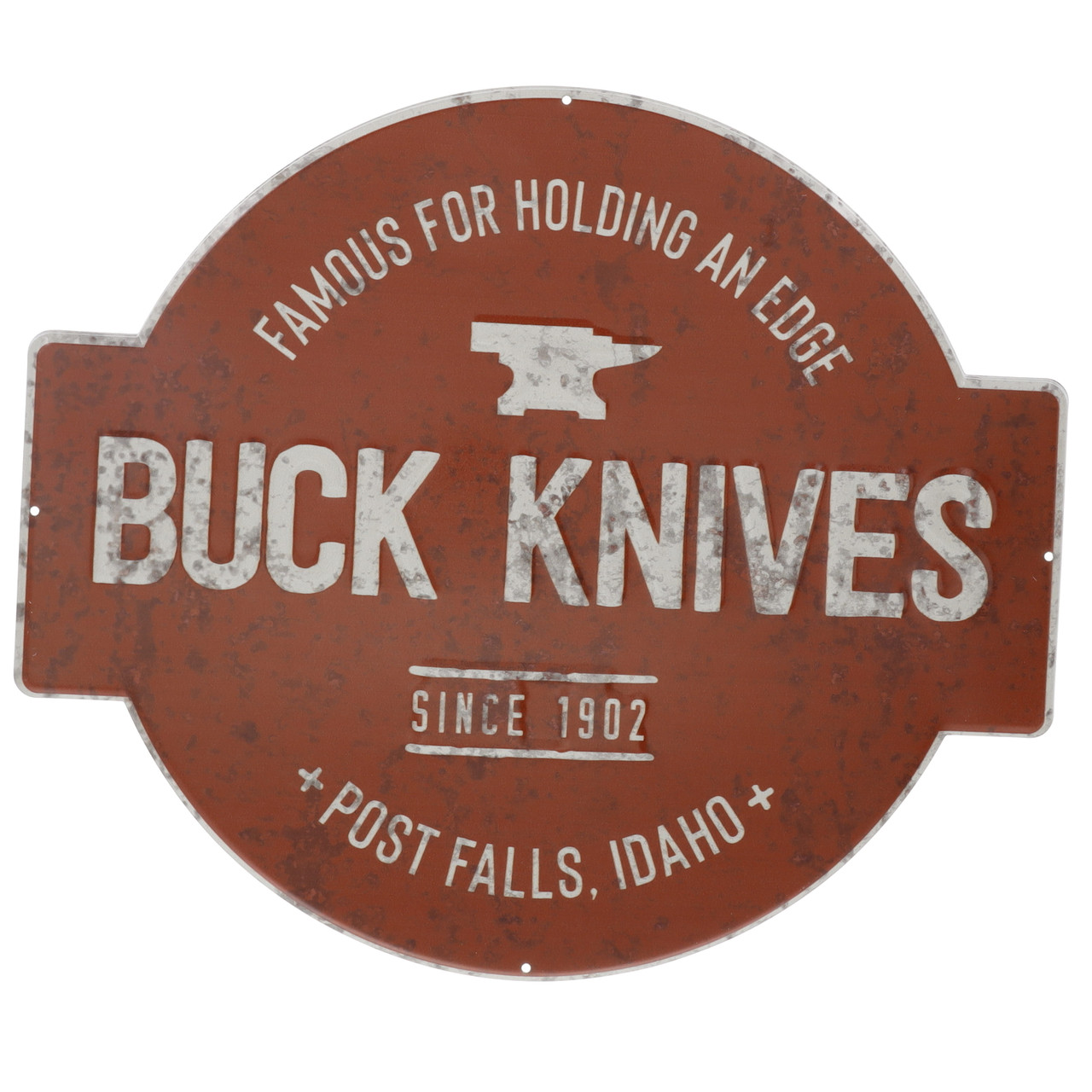 Buck Famous For Holding An Edge Tin Tacker Sign