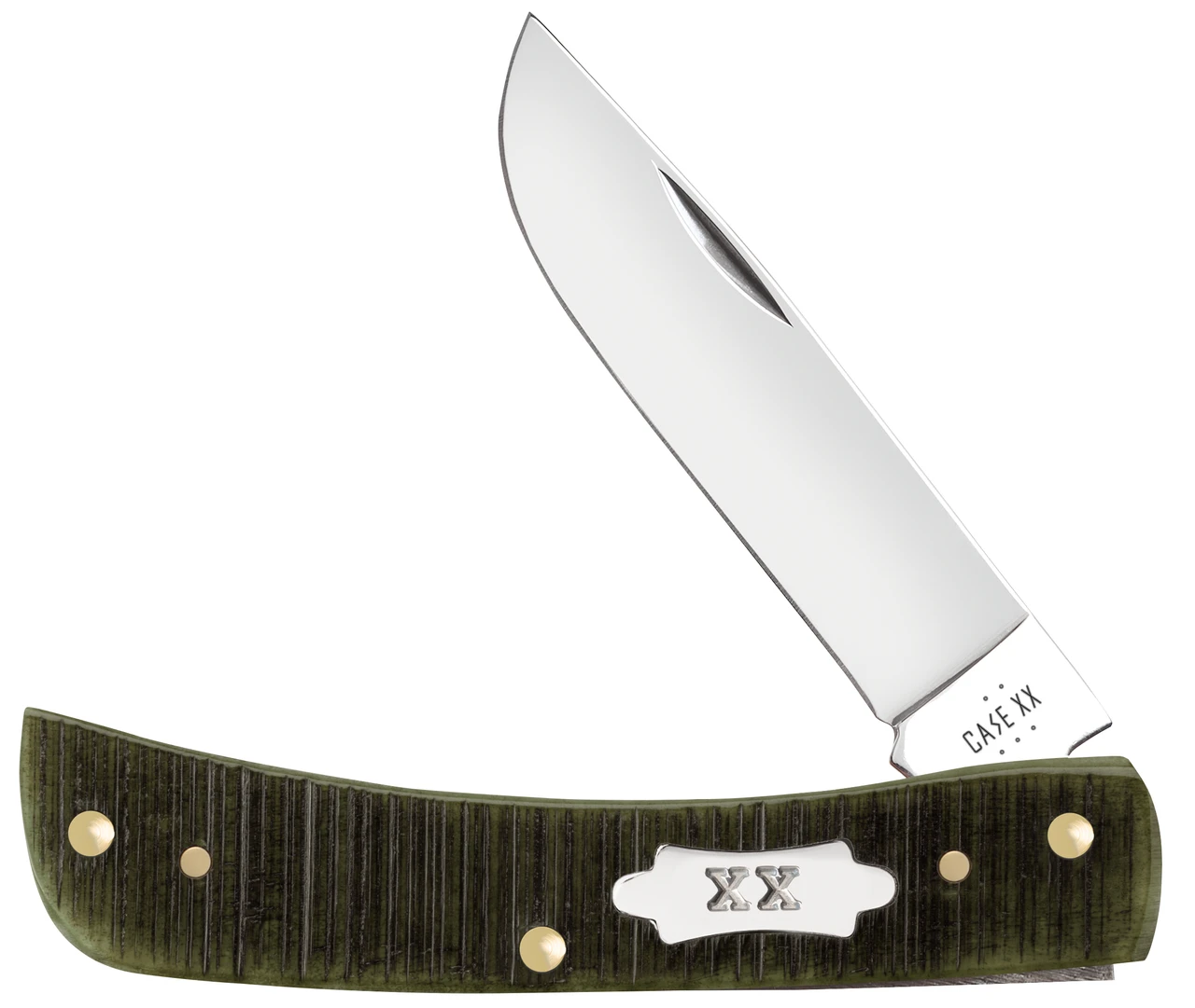 Case XX Olive Green Sawcut Jigged Bone Sod Buster Jr Folding Knife ...