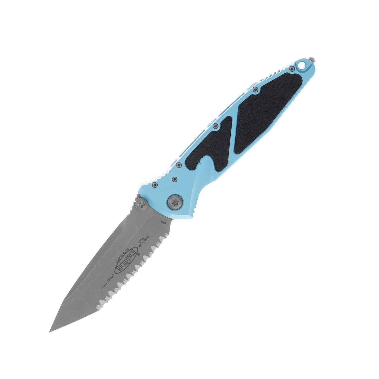 Microtech Socom Elite Tanto Apocalyptic Serrated Turquoise Aluminum ...