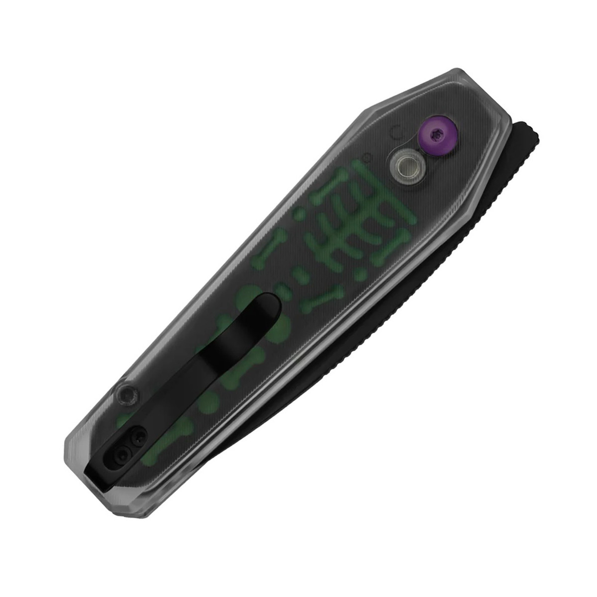 Kizer Tomb Folding Knife Skeleton Acrylic Milled Pattern Handle Black ...