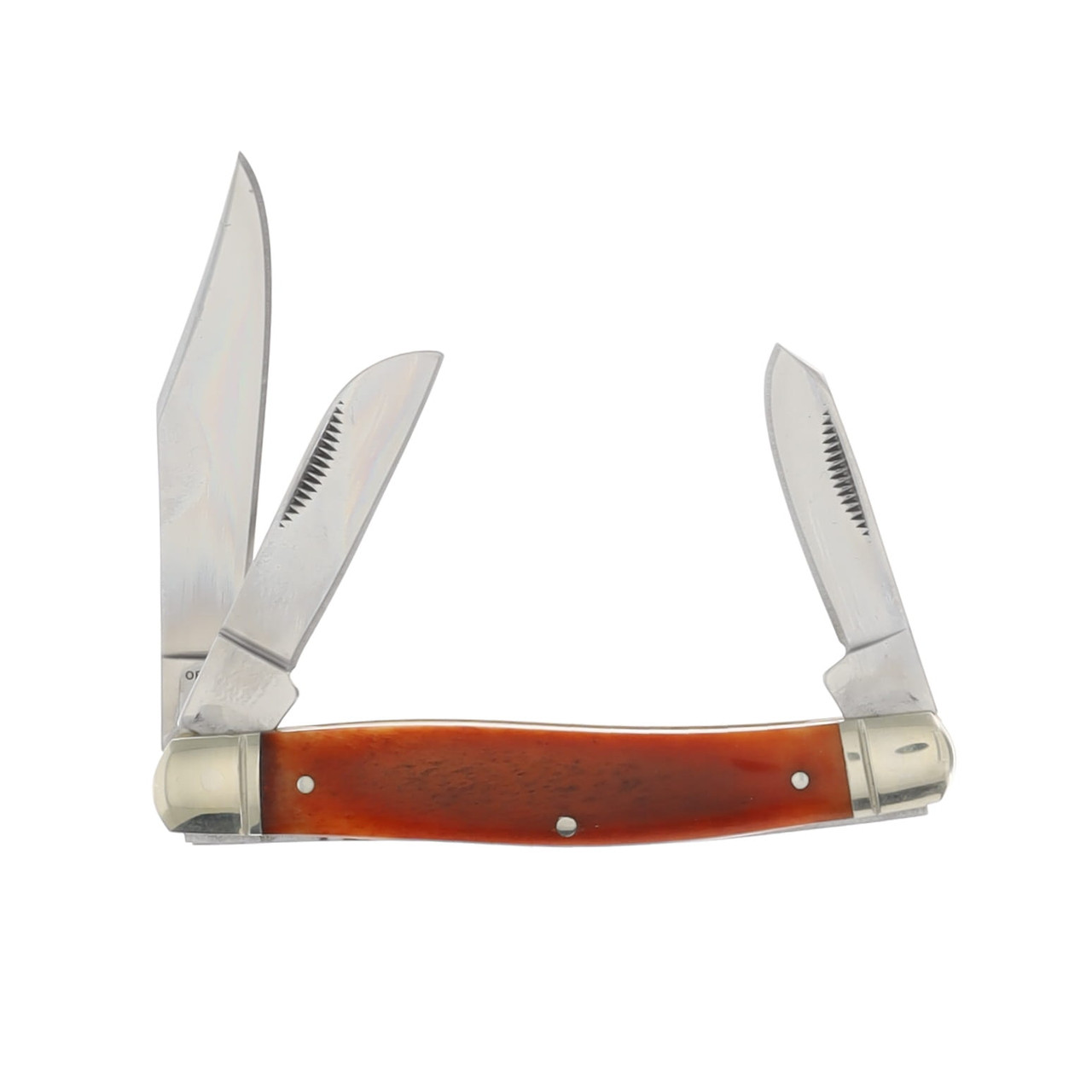 Old Forge Stockman 3 Bld. Burnt Orange Smooth Bone D2 Blade Steel ...