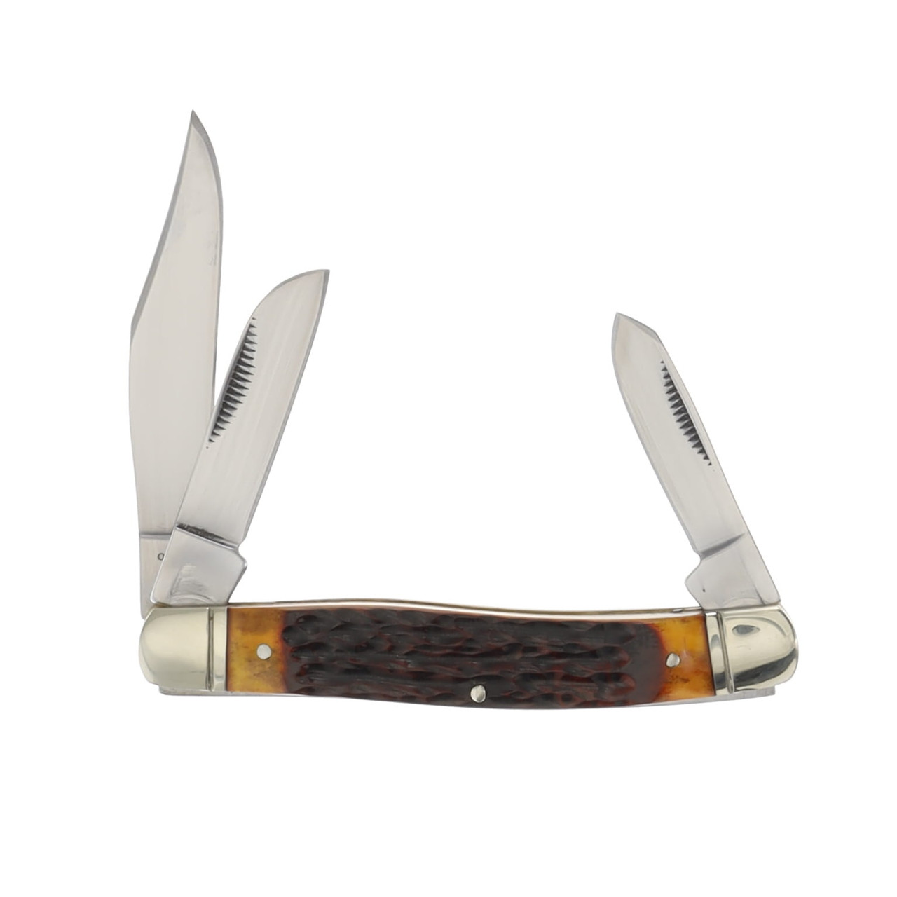 Old Forge Brown Jigged Bone Stockman 3 Bld. D2-Blade Steel OF18BJB ...