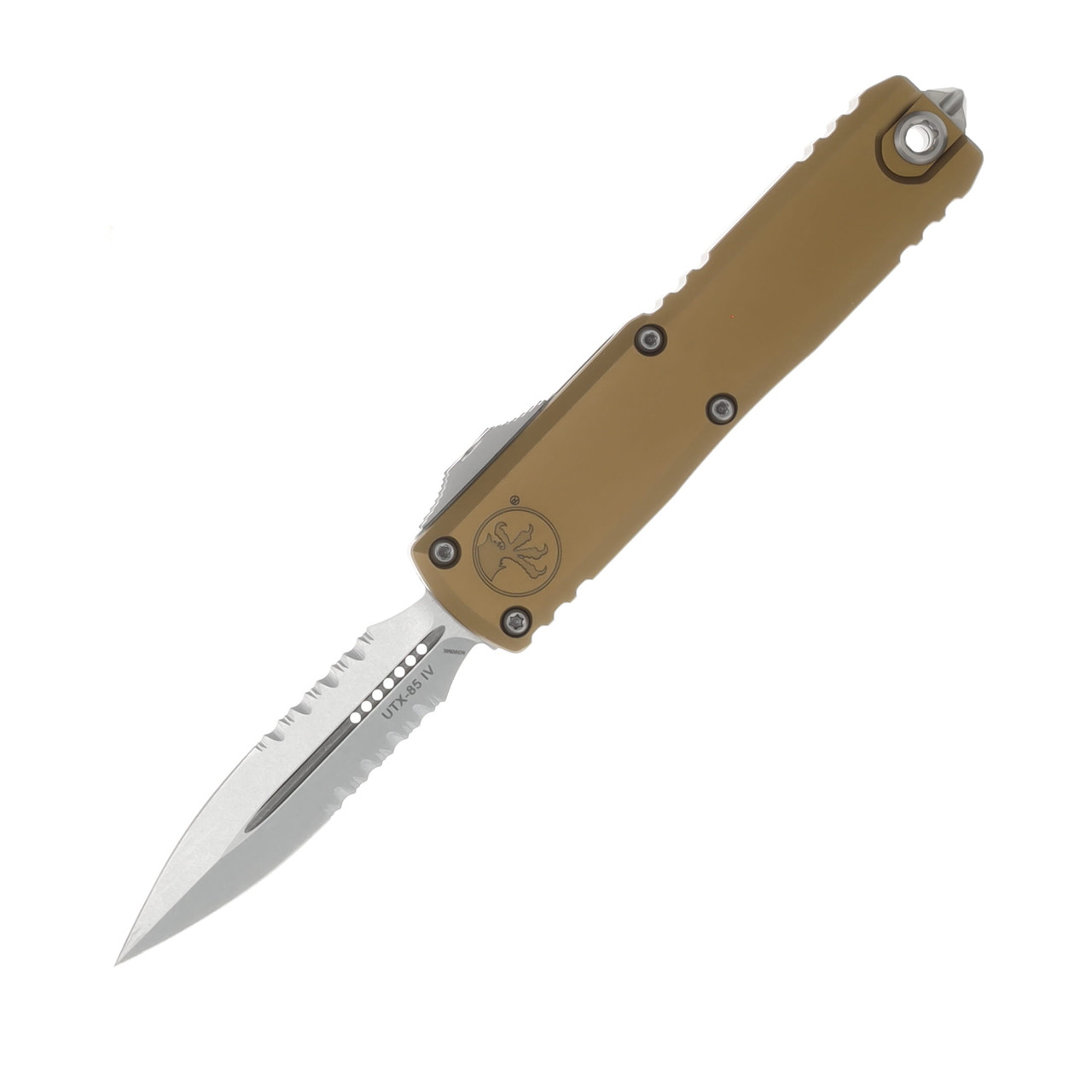 Microtech UTX-85 GEN IV OTF Auto D/E Stonewash Part Serrate Tan ...