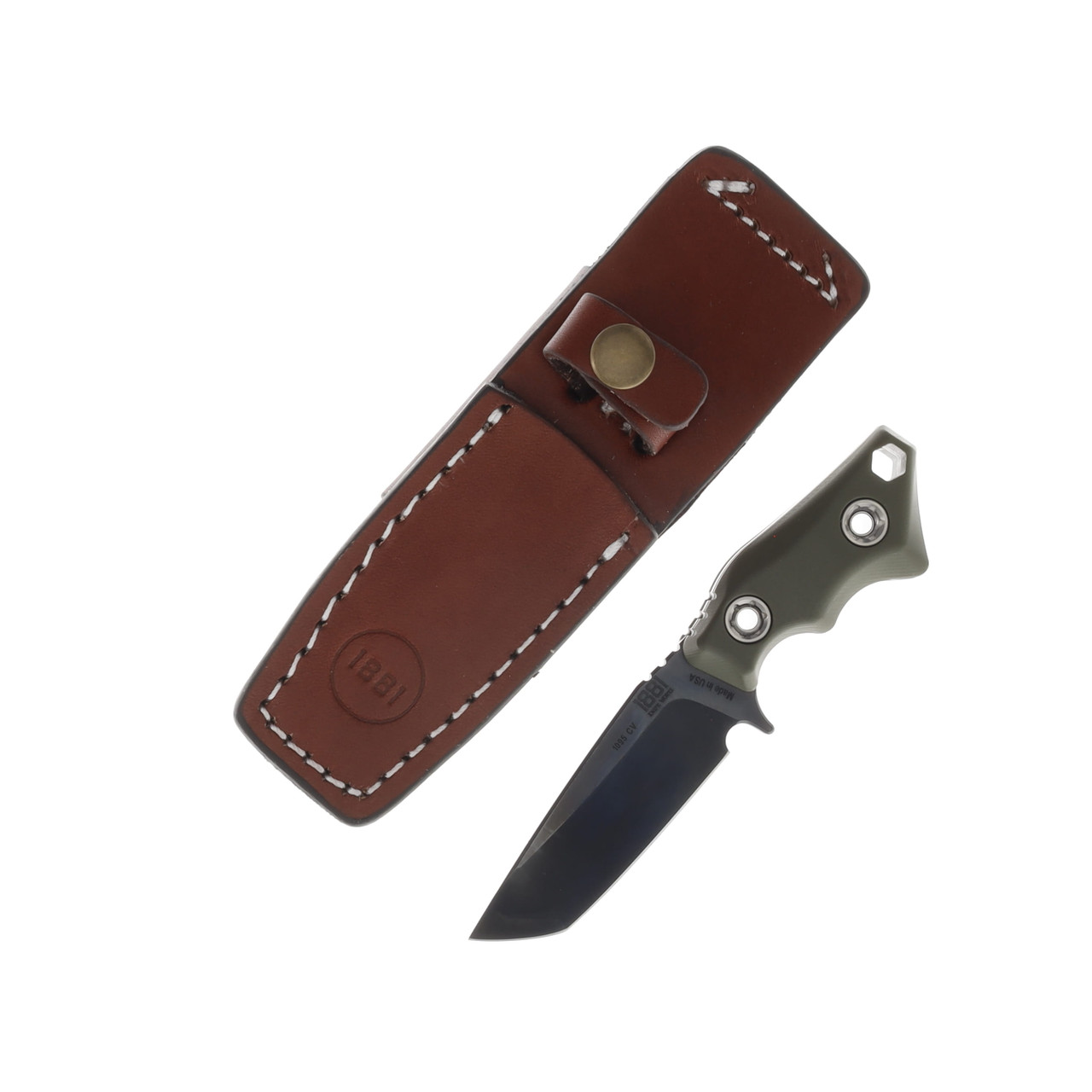 Main Street Knives Micro Tanto OD Green 2.3in Plain Black Tanto