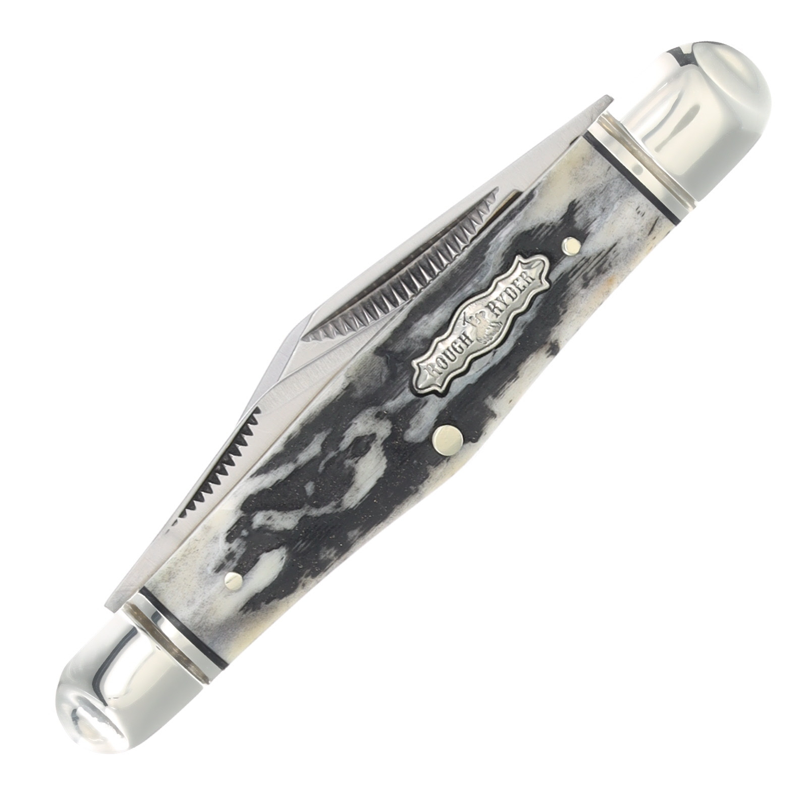 Rough Ryder Medium Whittler Black Stag Bone RR2576 - Smoky Mountain Knife Works