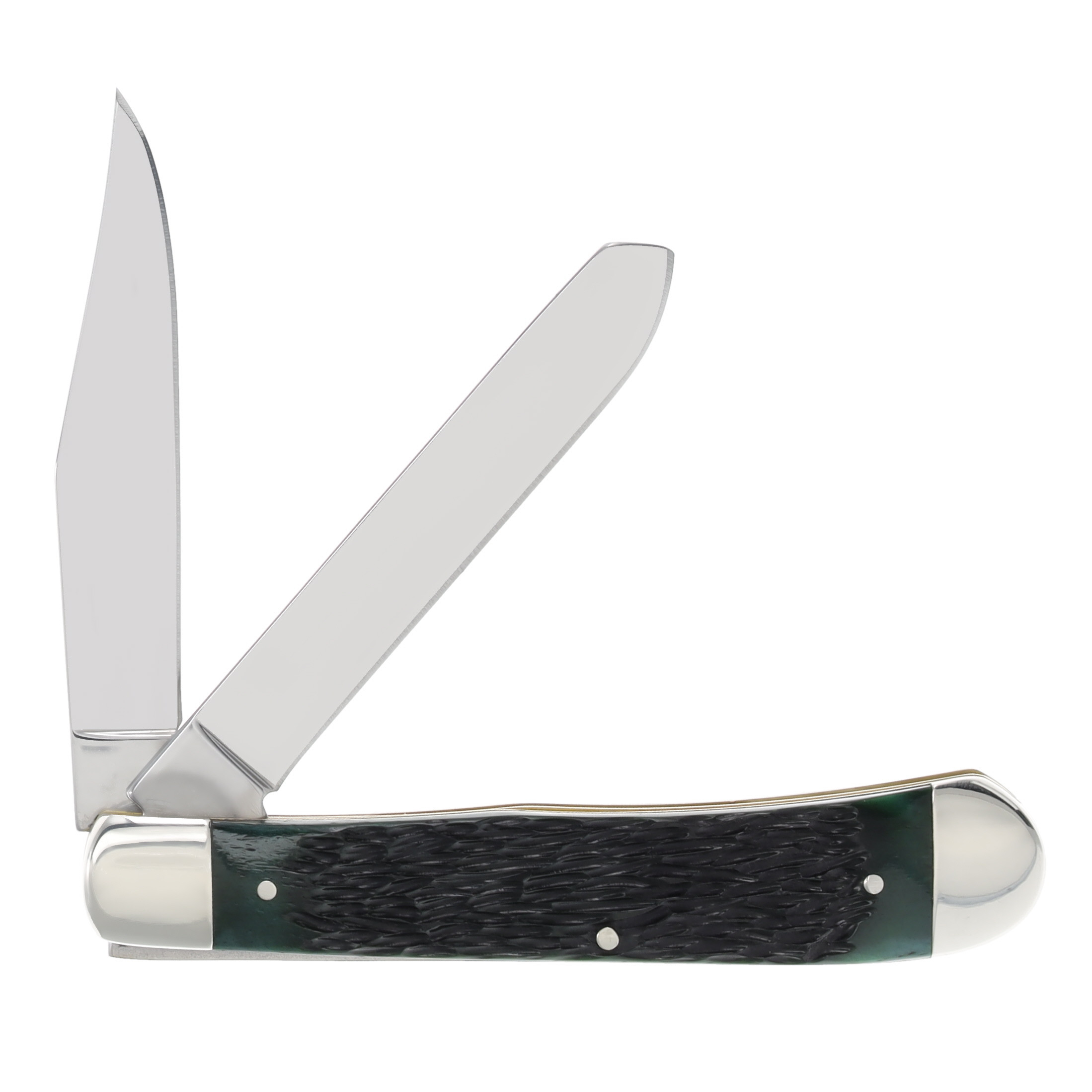 Queen Cutlery Green Jigged Bone Trapper 4.13" Closed