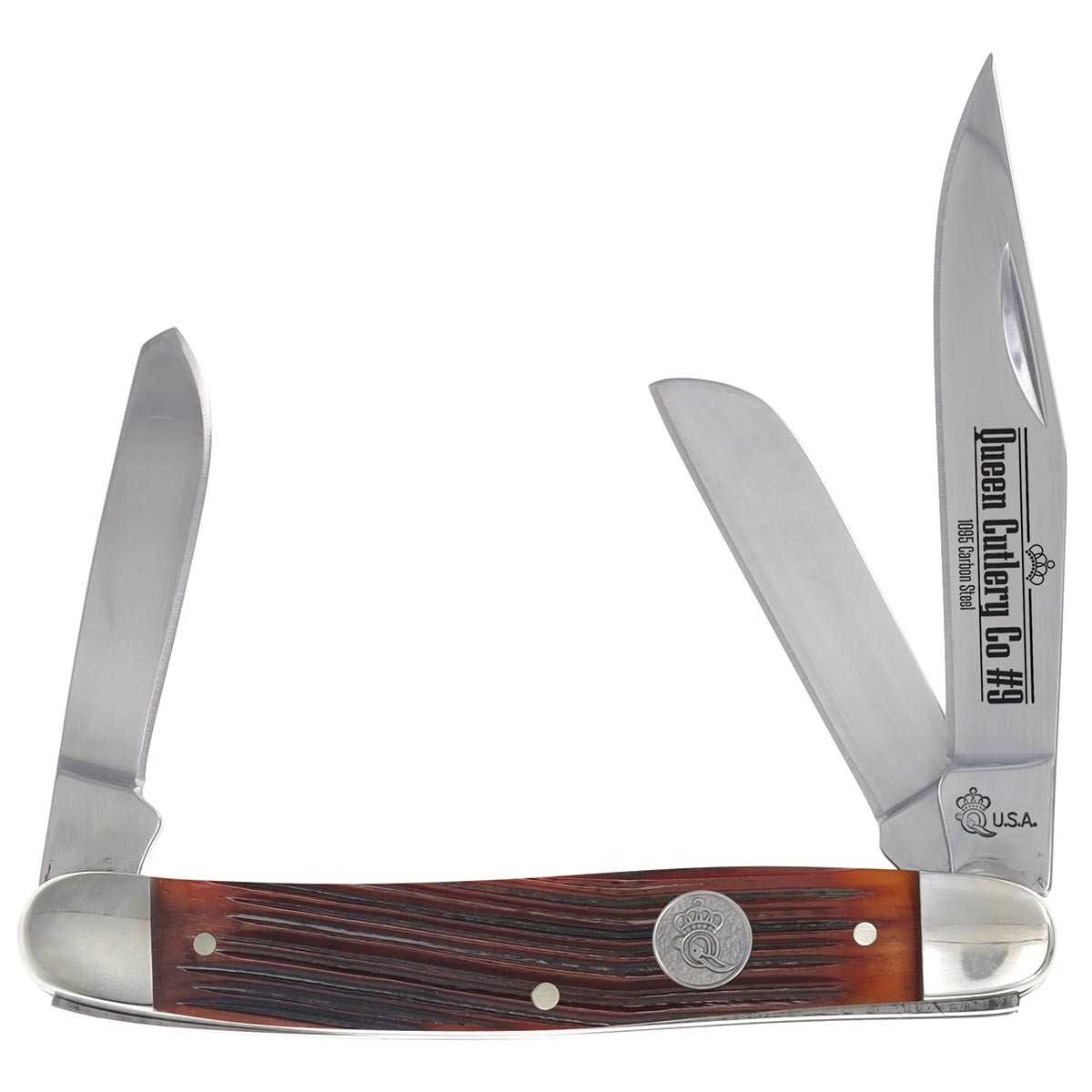 Queen USA Amber Winterbottom Bone Stockman Folding Knife QAWB47 - Smoky ...