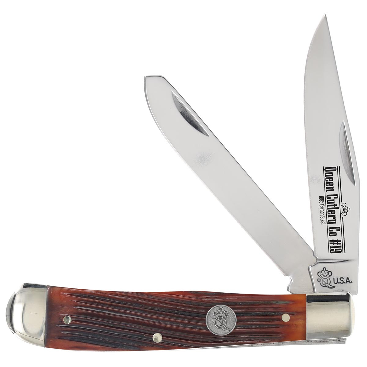 Queen USA Amber Winterbottom Bone Trapper Folding Knife QAWB54 - Smoky ...