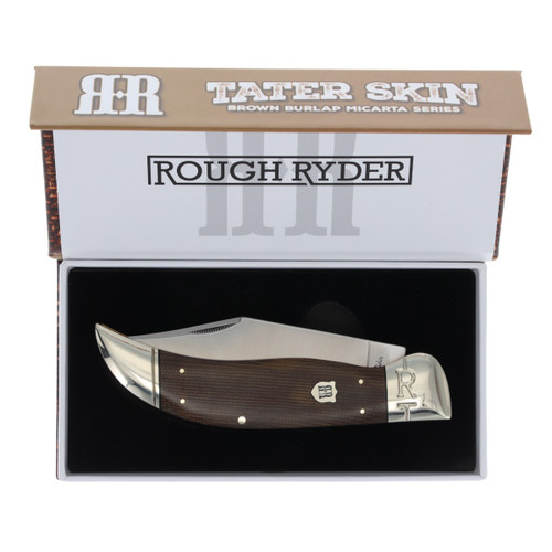 Rough Ryder Tater Skin Brown Burlap Deer Slayer Fixed Blade Knife - Smoky Mountain Knife Works
