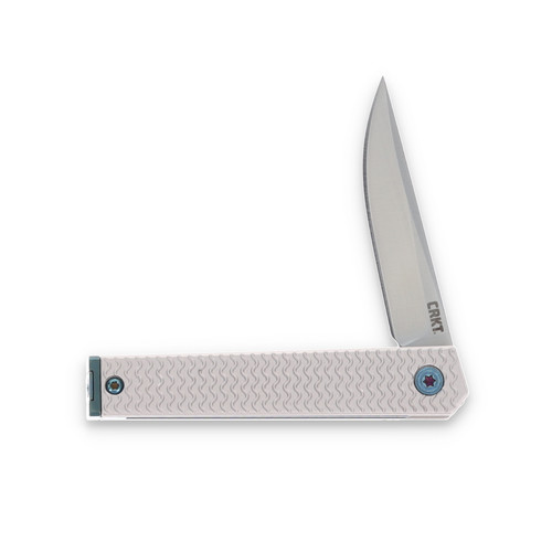 CRKT CEO Microflipper Silver 2.36 Inch Plain Satin Drop Point
