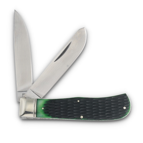 Marbles Green Jigged Bone Jumbo Trapper Folding Knife MR630 - Smoky ...