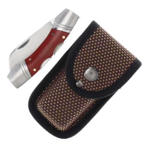 Rough Ryder Lockhorn Double Lockback Folding Knife with Sheath - Smoky ...