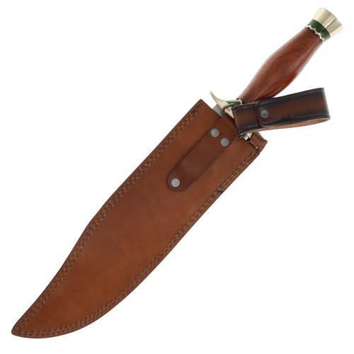 Marble's MR676 Wood/Brass Bowie with Leather Sheath MR676 - Smoky ...