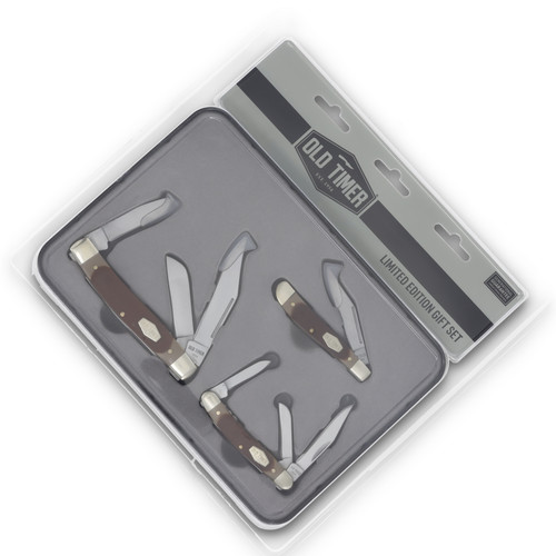 Old Timer 3pc Sawcut Bone Pocket Knife Set With Gift Tin 1207768 ...