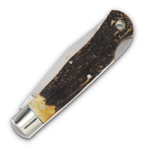 Queen Cutlery Lockback Folding Knife Burnt Stag Horn QGSH106 - Smoky ...