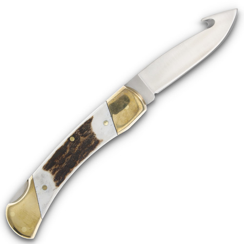 Schrade USA 15th Anniversary Stag Guthook Lockback Knife