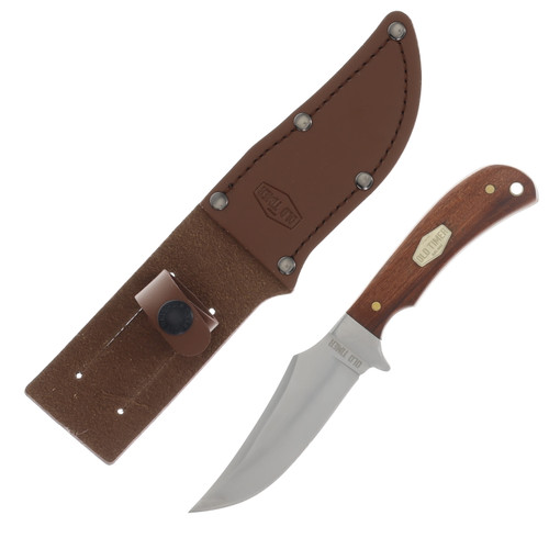 Old Timer Whiskey Glass Fixed Blade Knife Combo 4in Plain Leather Sheath